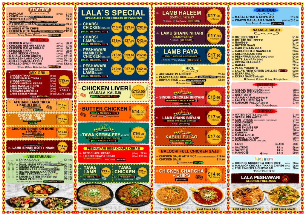 Lala Peshawari Restaurant Food Menu - Halal Food Menu Hounslow, UK